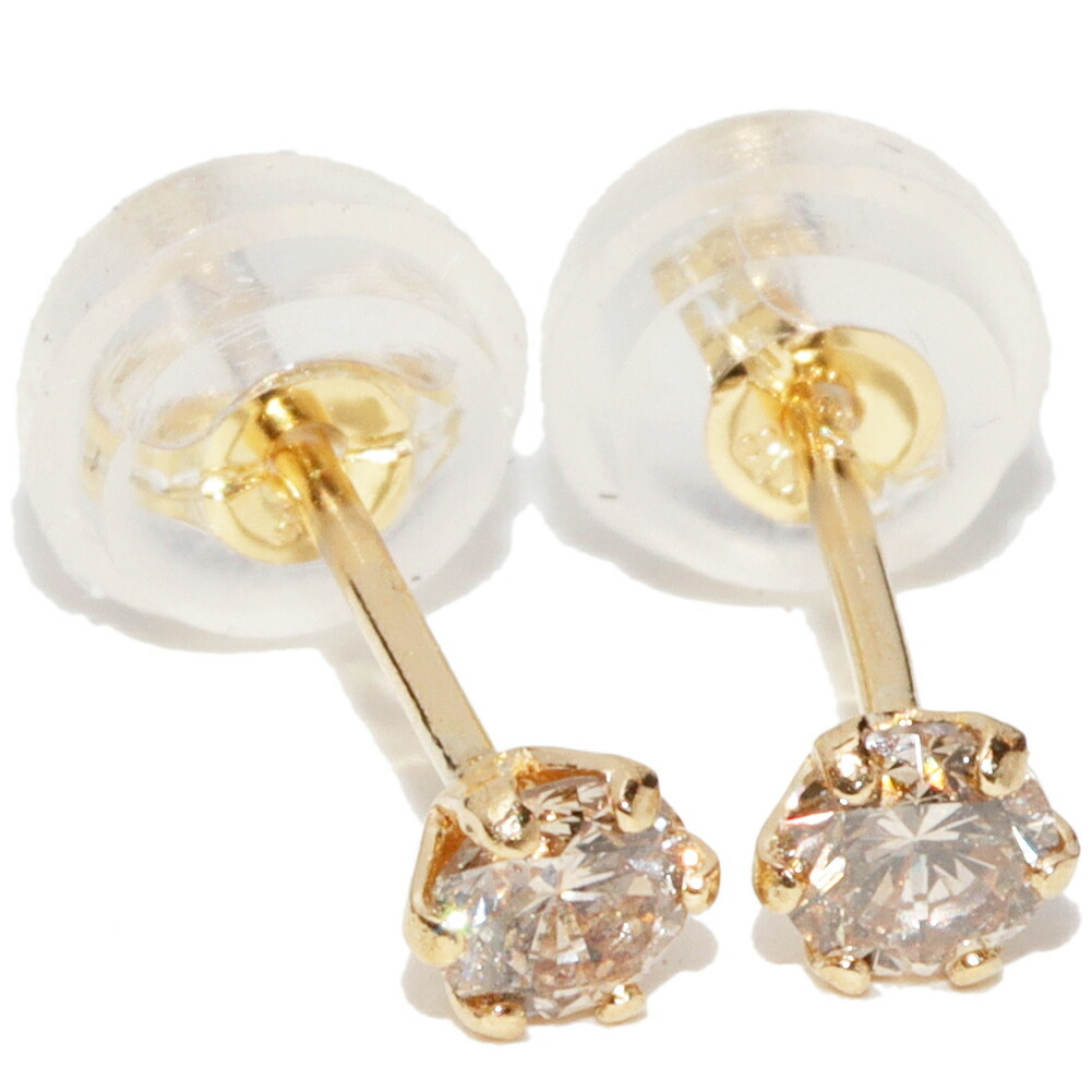Yahoo!オークション - ピアス K18YG ブラウンダイヤ0.2ct
