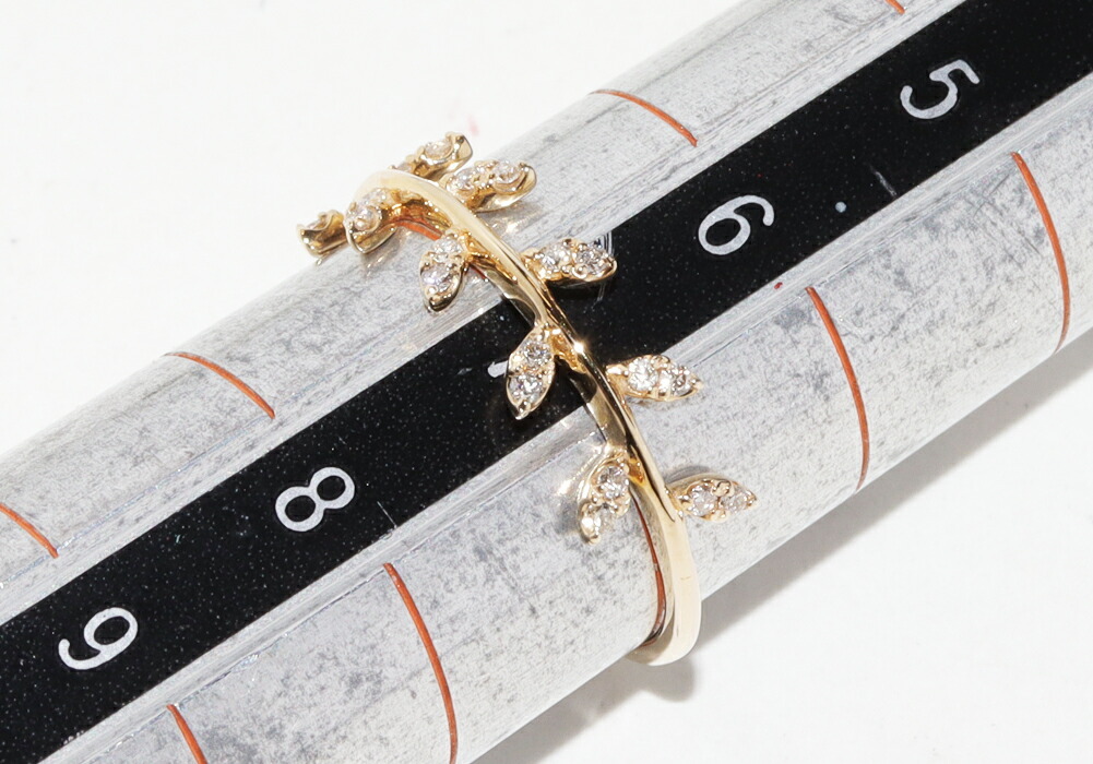 Yahoo!オークション - 指輪 K10YG ダイヤ0.10ct リーフ