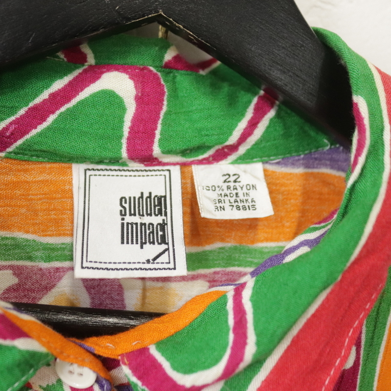 Yahoo!オークション - S480 80sビンテージ SUDDENIMPACT 総柄 半袖 レ...