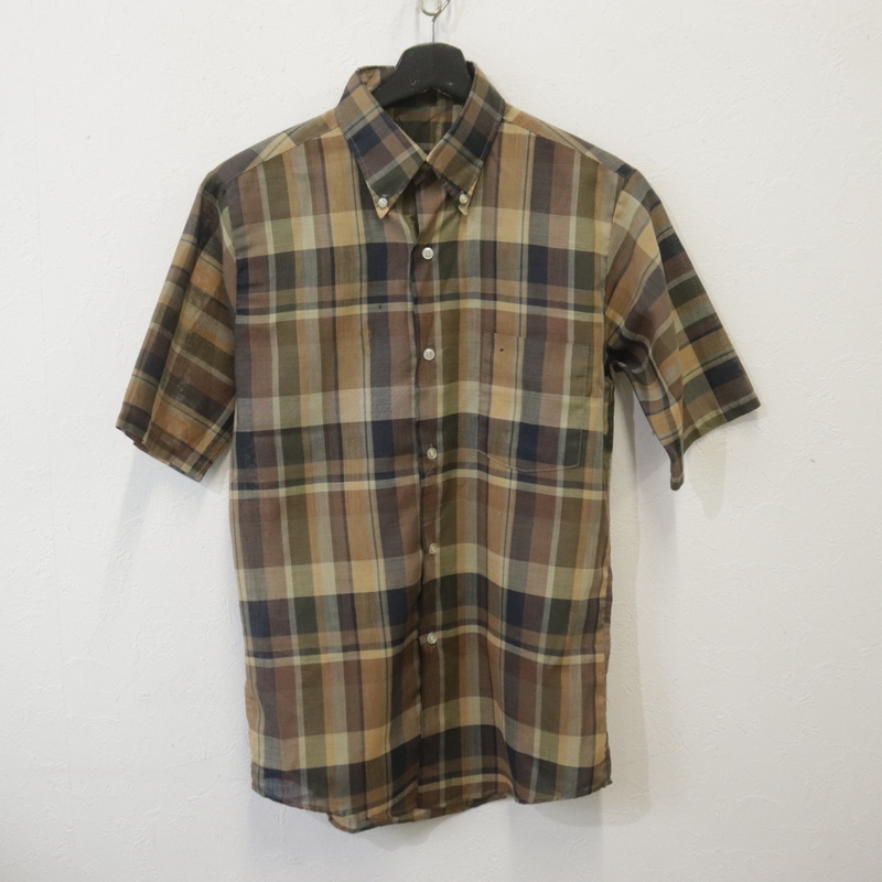 Yahoo!オークション - P796 70sビンテージ 半袖 ボタンダウン チェック...