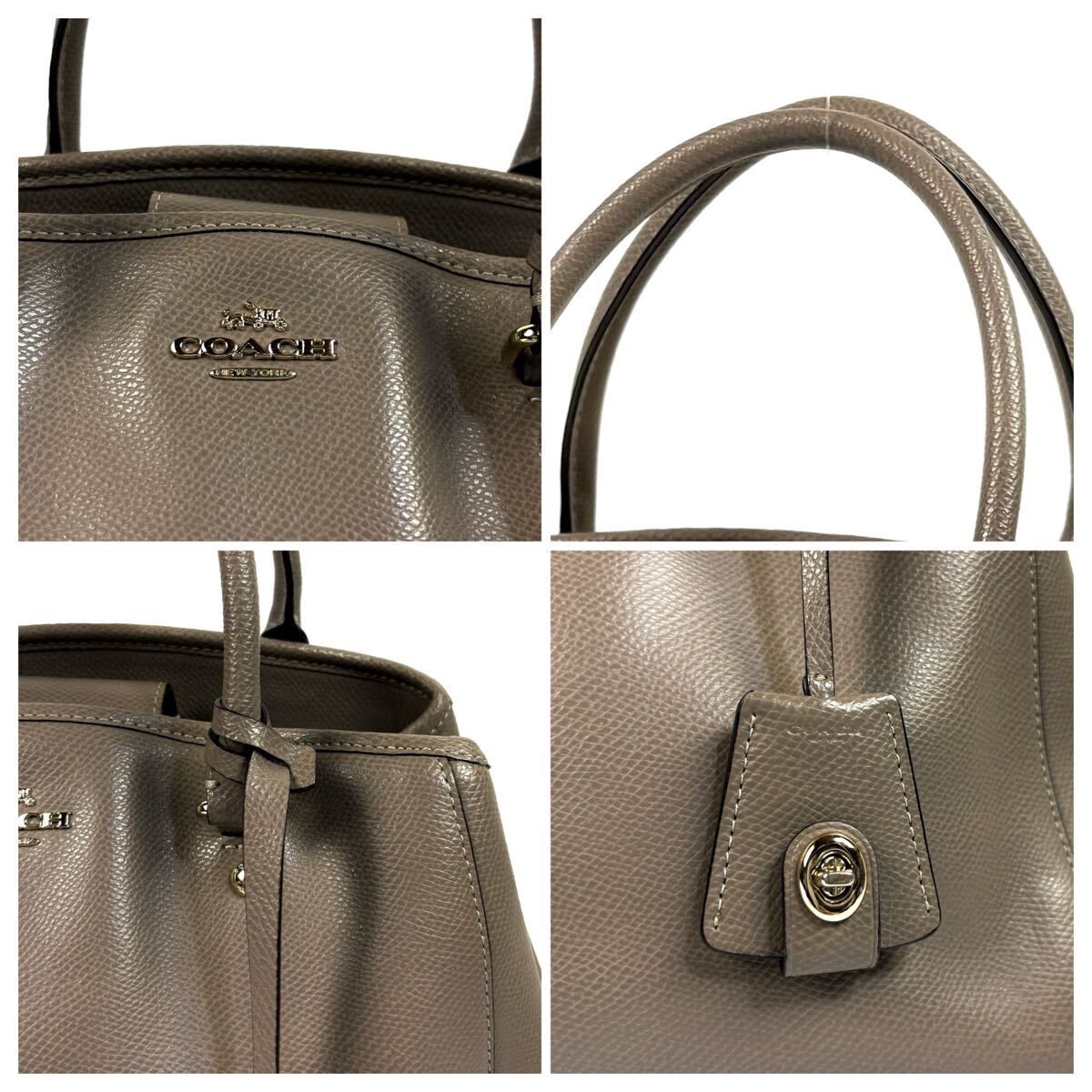 美品】COACH コーチ レザー シボ革 大容量 ハンドバッグ 美品】COACH コーチ レザー シボ革 大容量 ハンドバッグ