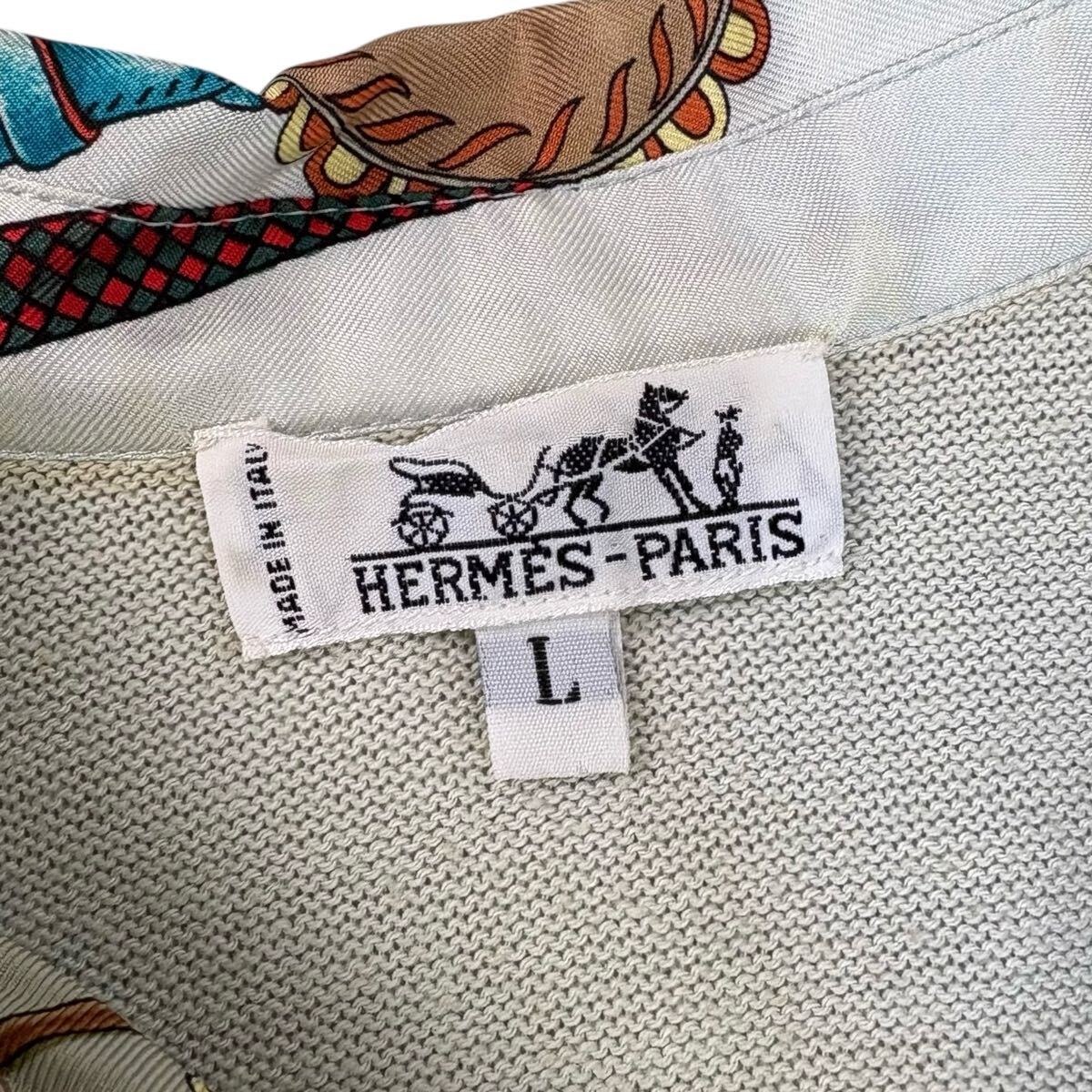 美品】HERMES エルメス シルク コットン ニット 切り替 トップス 美品】HERMES エルメス シルク コットン ニット 切り替 トップス