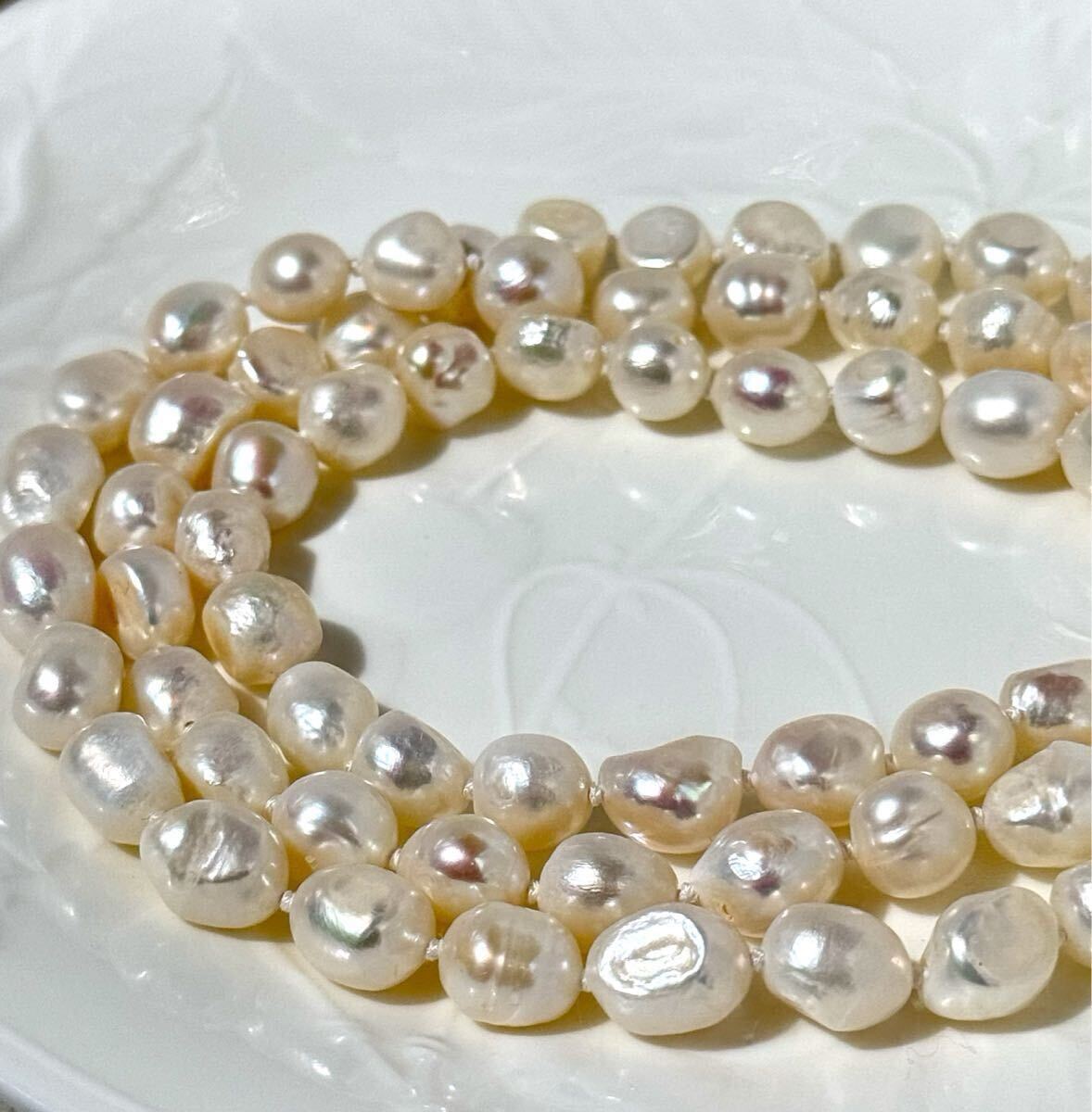 Yahoo!オークション - 147g自社製天然芥子パールネックレス150cm neckl...