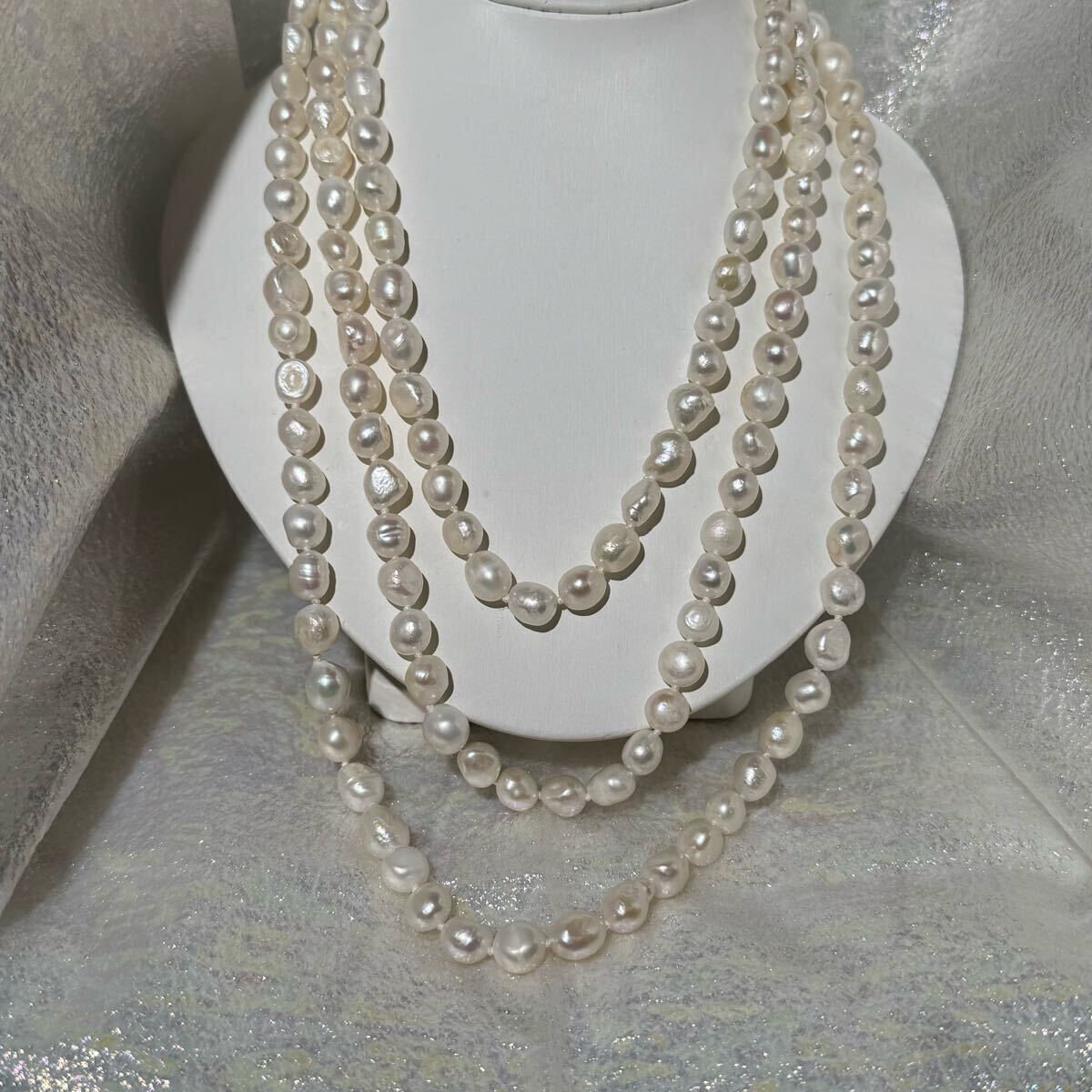 Yahoo!オークション - 147g自社製天然芥子パールネックレス150cm neckl...