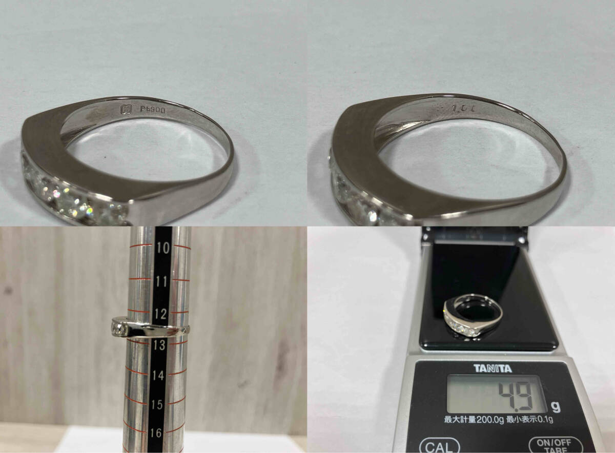 Yahoo!オークション - Pt900/ダイヤモンド/#12.5/D1.00ct/4.9gリング