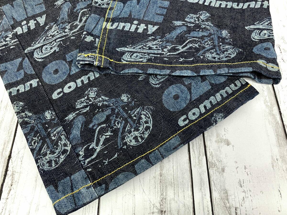 OZONE COMMUNITY バイク柄 ブーツカットデニム パンツ OZONE COMMUNITY バイク柄 ブーツカットデニム パンツ