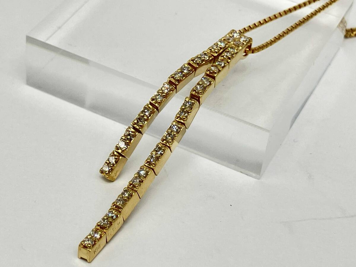 Yahoo!オークション - K18 D0.50ct キューブレール ゴールド ダイヤモ...