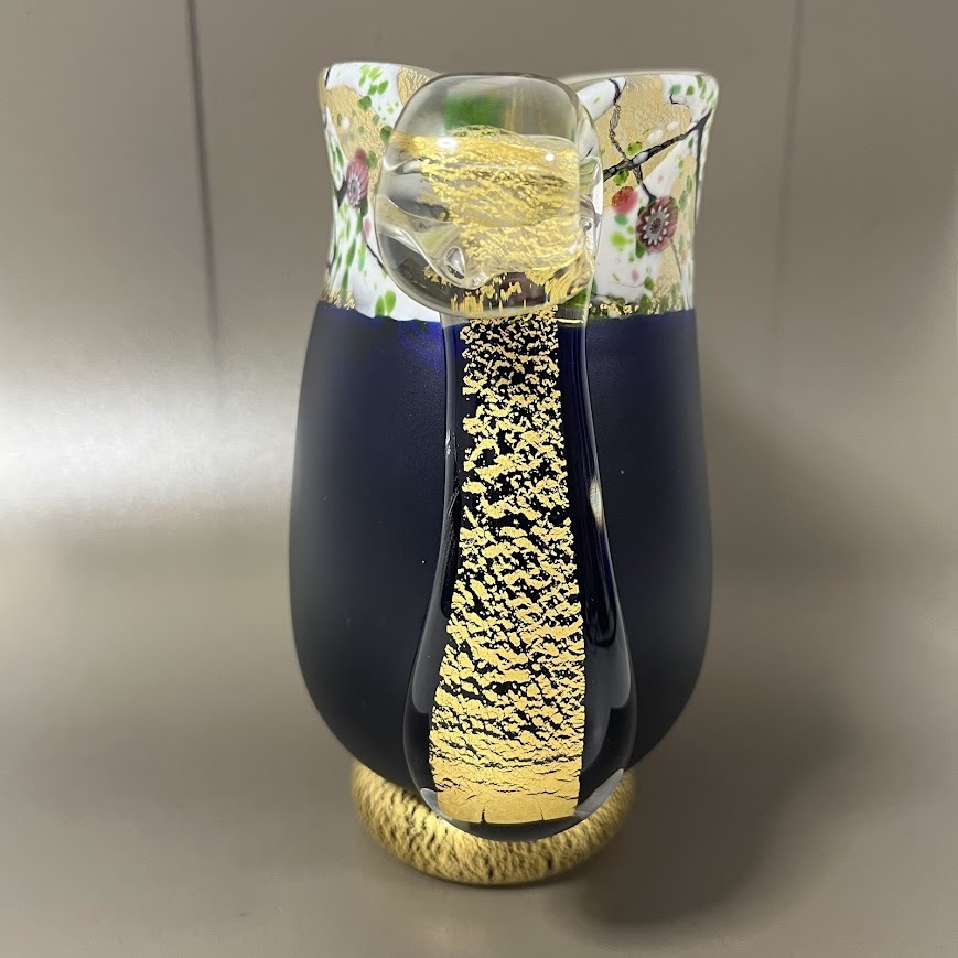 ☆黒木国昭☆ 花器 花瓶 金彩象嵌 光琳 グラスアート ガラス ☆黒木国昭☆ 花器 花瓶 金彩象嵌 光琳 グラスアート ガラス