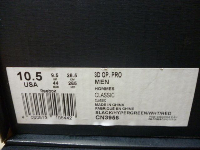 Yahoo!オークション - 激安60%off即決 Reebok 3D OP. PRO 黒 CN3956 28...