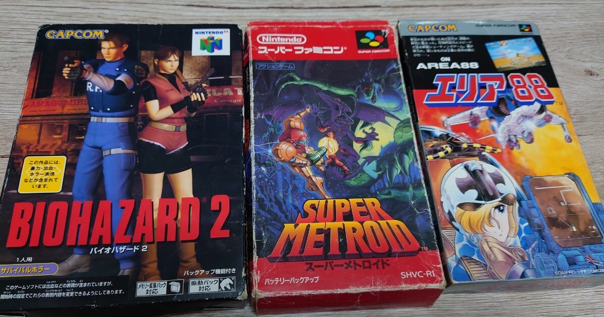 日本代購代標第一品牌【樂淘letao】－SFC N64 スーパーファミコン 任天堂64 バイオハザード2 エリア88 スーパーメトロイド 箱 カセット 説明書 レトロ
