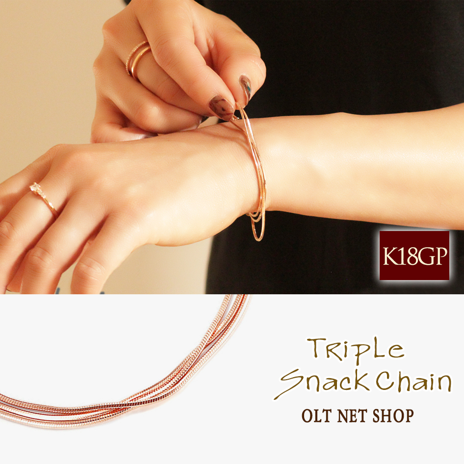 Yahoo!オークション - 新品/ブレスレット/K18GP/スネークチェーン/ピン...