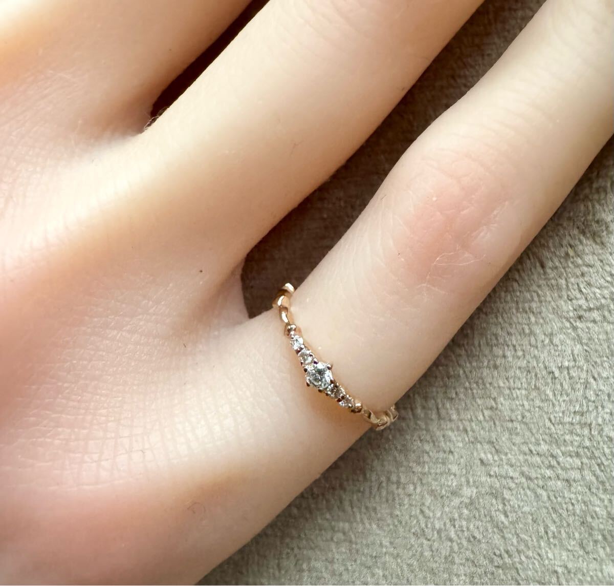 Yahoo!オークション - agete K18PG 5号 ダイヤモンドストレートピンキ...