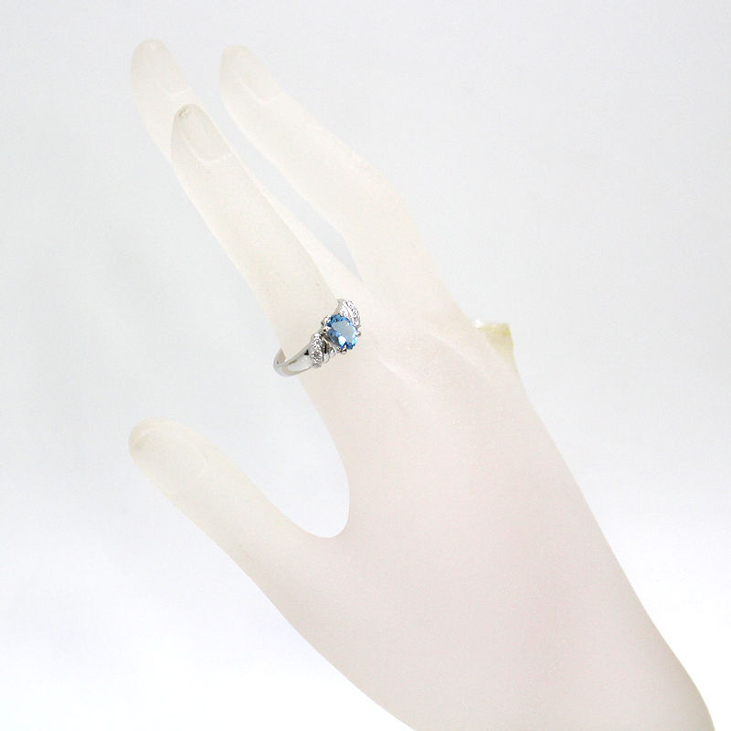 Yahoo!オークション - Pt900 アクアマリンリング 14号 0.79ct ダイヤモ...