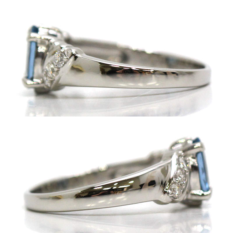 Yahoo!オークション - Pt900 アクアマリンリング 14号 0.79ct ダイヤモ...