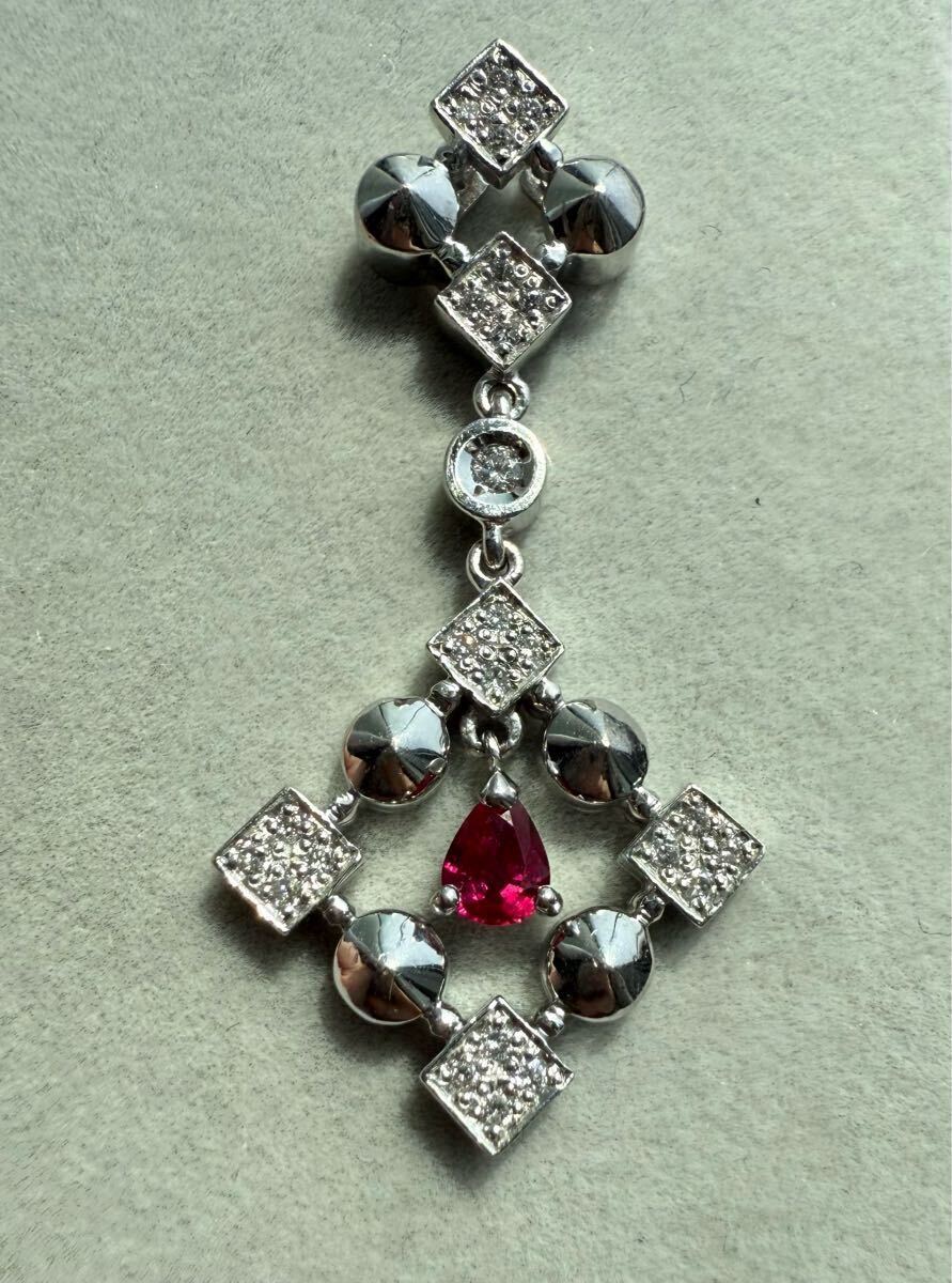 Yahoo!オークション - K18WG 5.8g 天然ダイヤモンド ルビー ホワイトゴ...