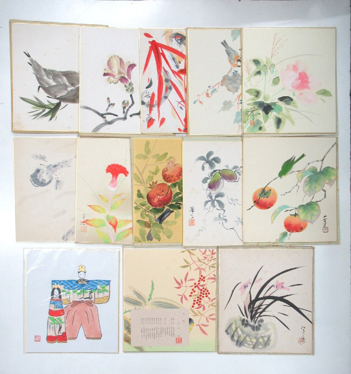 Yahoo!オークション - H715 色紙 まとめて 色彩 水彩画 つばめ 花 加州...