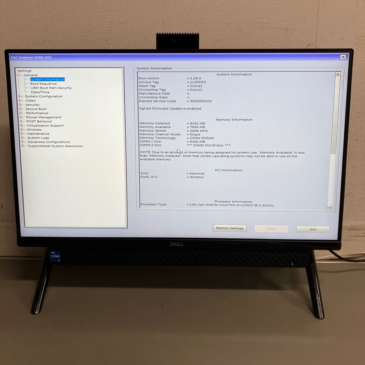 Yahoo!オークション - Y104 DELL Inspiron 5400 AIO W24C Core i5 1135...