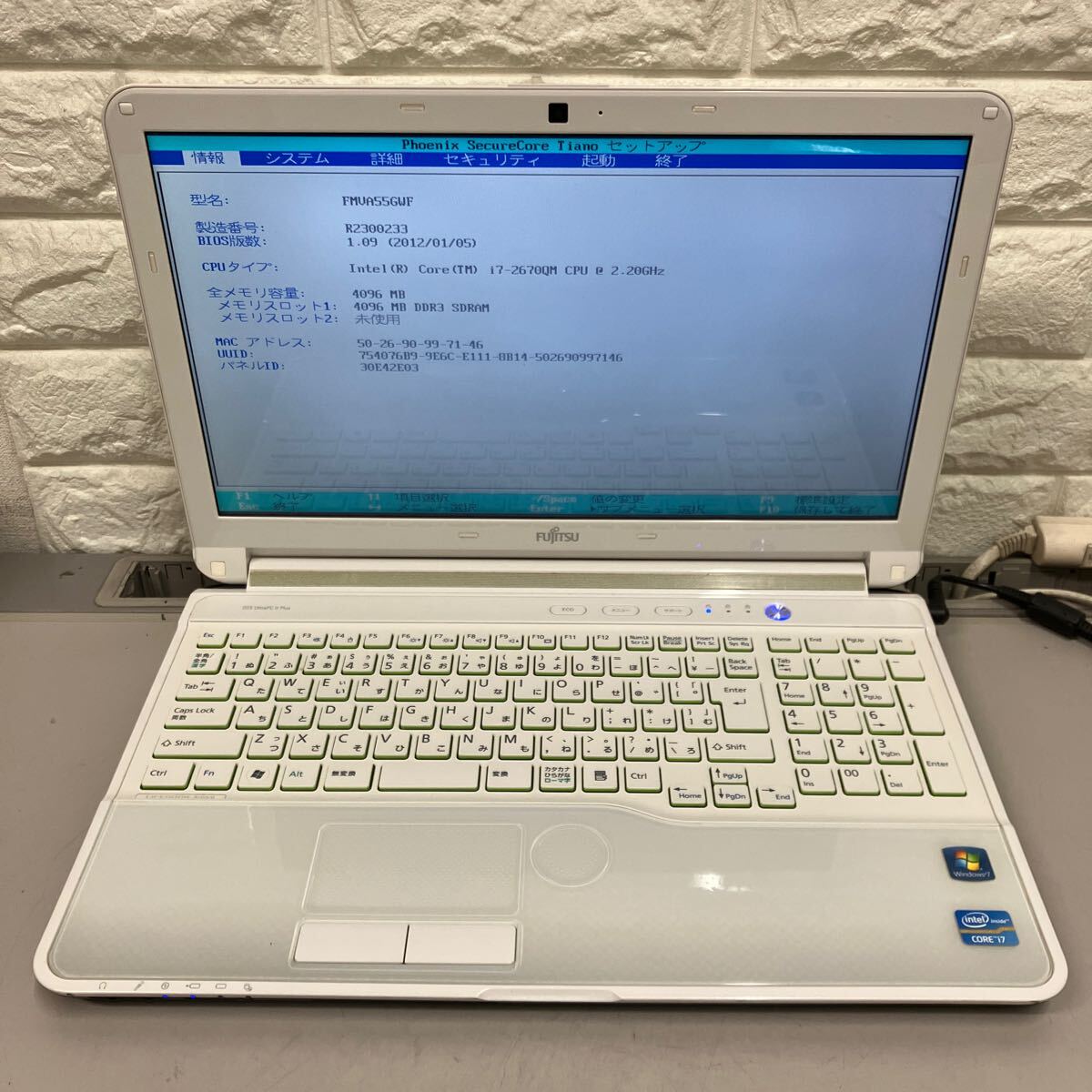 Yahoo!オークション - Y136 富士通 LIFEBOOK AH55/G FMVA55GWF Core i7...