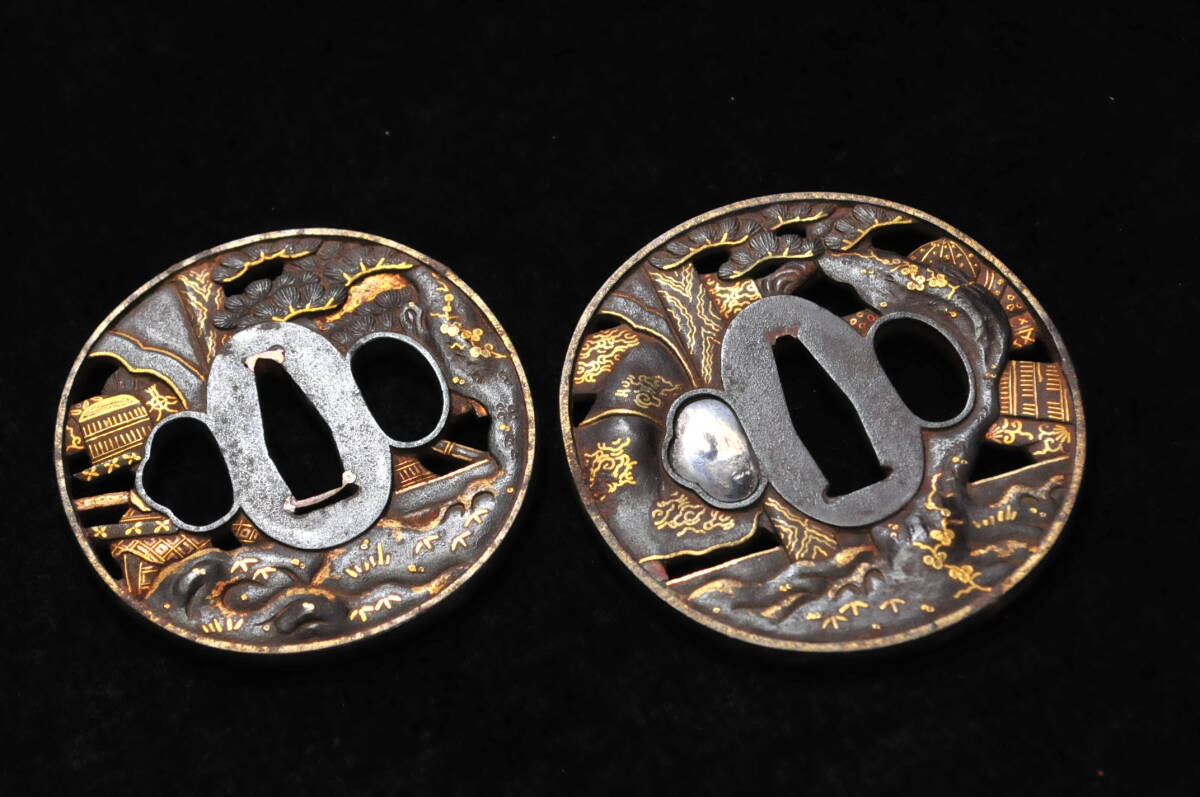 Yahoo!オークション - 【鍔】 銘 藻柄子入道 宗典 鉄地武将戦乱盛象嵌...