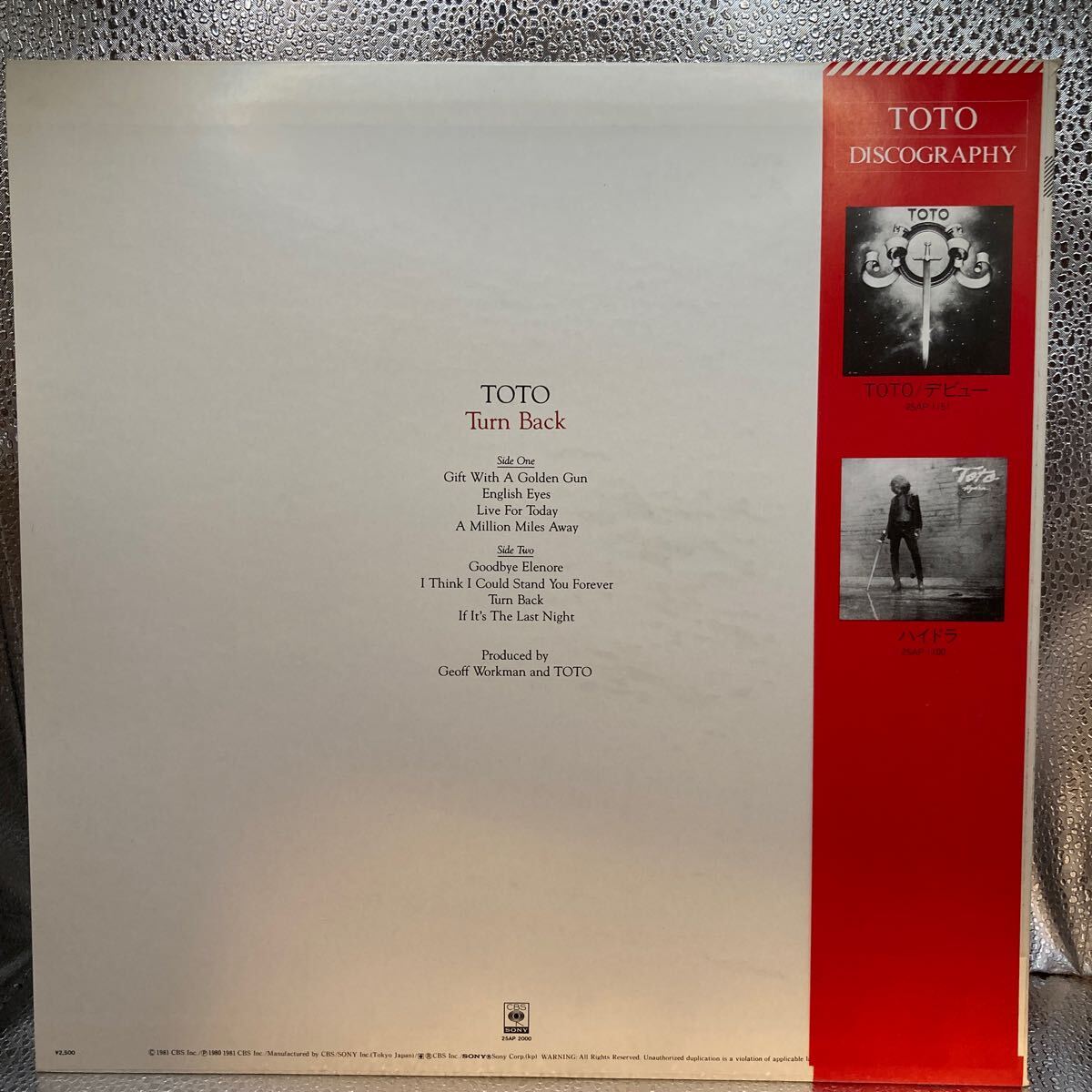LP 帯付きToto / Turn Back / CBS/Sony / 25AP 2000 / ティーヴ ルカサー / Goodbye Elenore 収録(TOTO)｜売買されたオークション ...