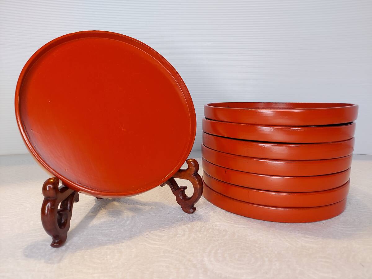 Yahoo!オークション - K015-0414 古い輪島塗 木製漆器 朱塗 小盆 円盆 ...