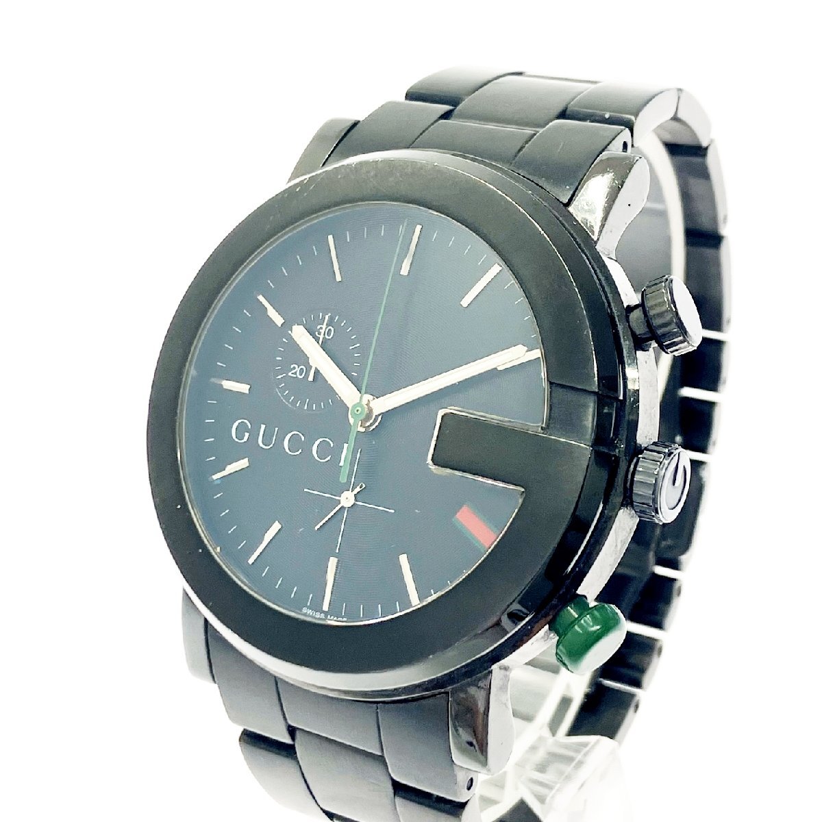 Yahoo!オークション - GUCCI グッチ 101M Gクロノ クロノグラフ SS ブ...