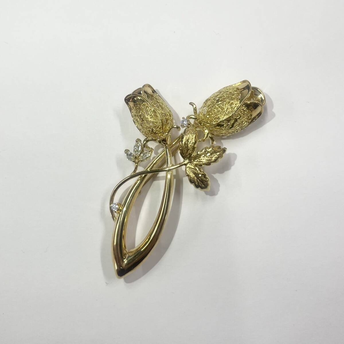 Yahoo!オークション - y373 ブローチ K18 D0.45 19.36g ゴールド 金 ダ...