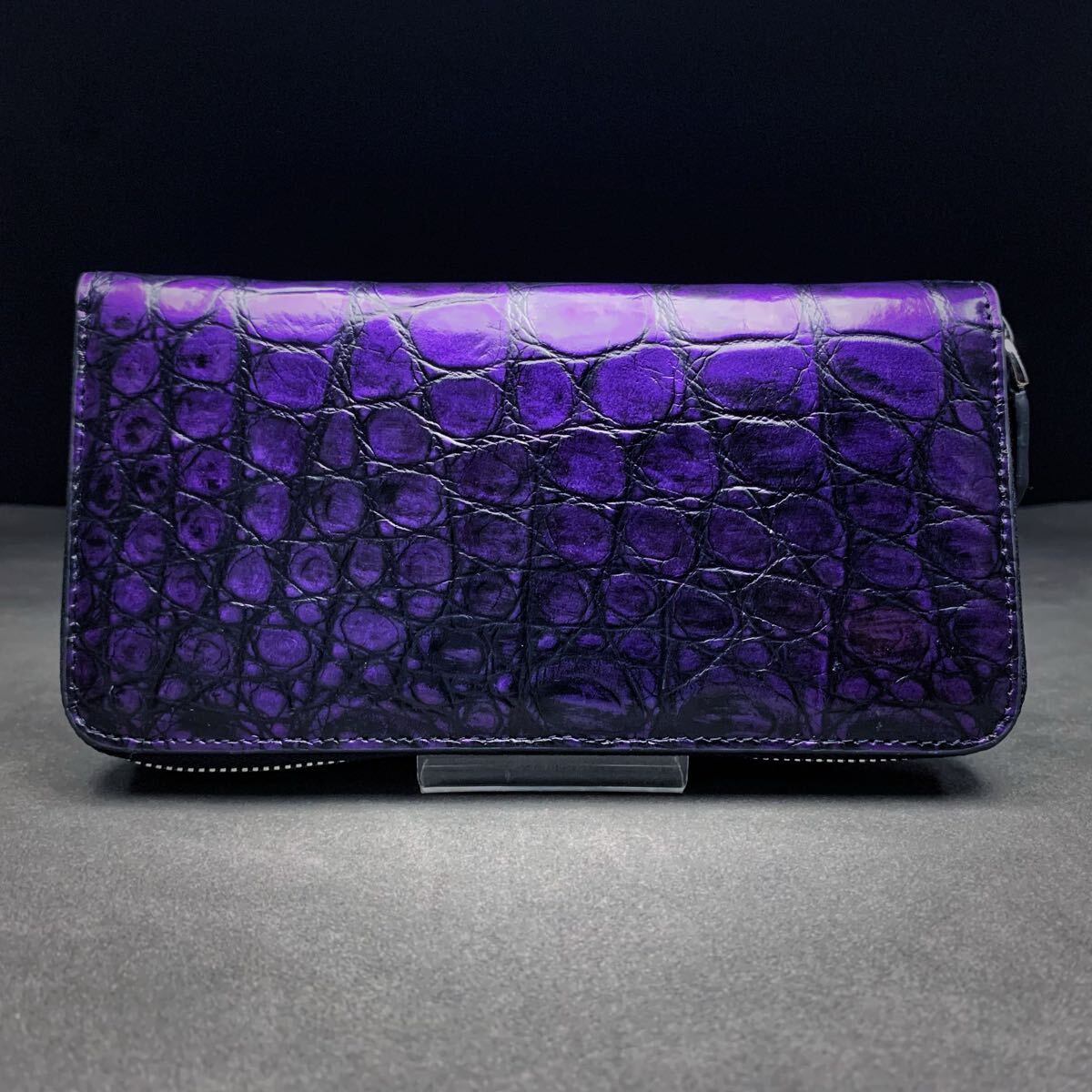 クロコダイル 長財布(ラウンドファスナー/ハンドメイド/手染め色 クロコダイル 長財布(ラウンドファスナー/ハンドメイド/手染め色