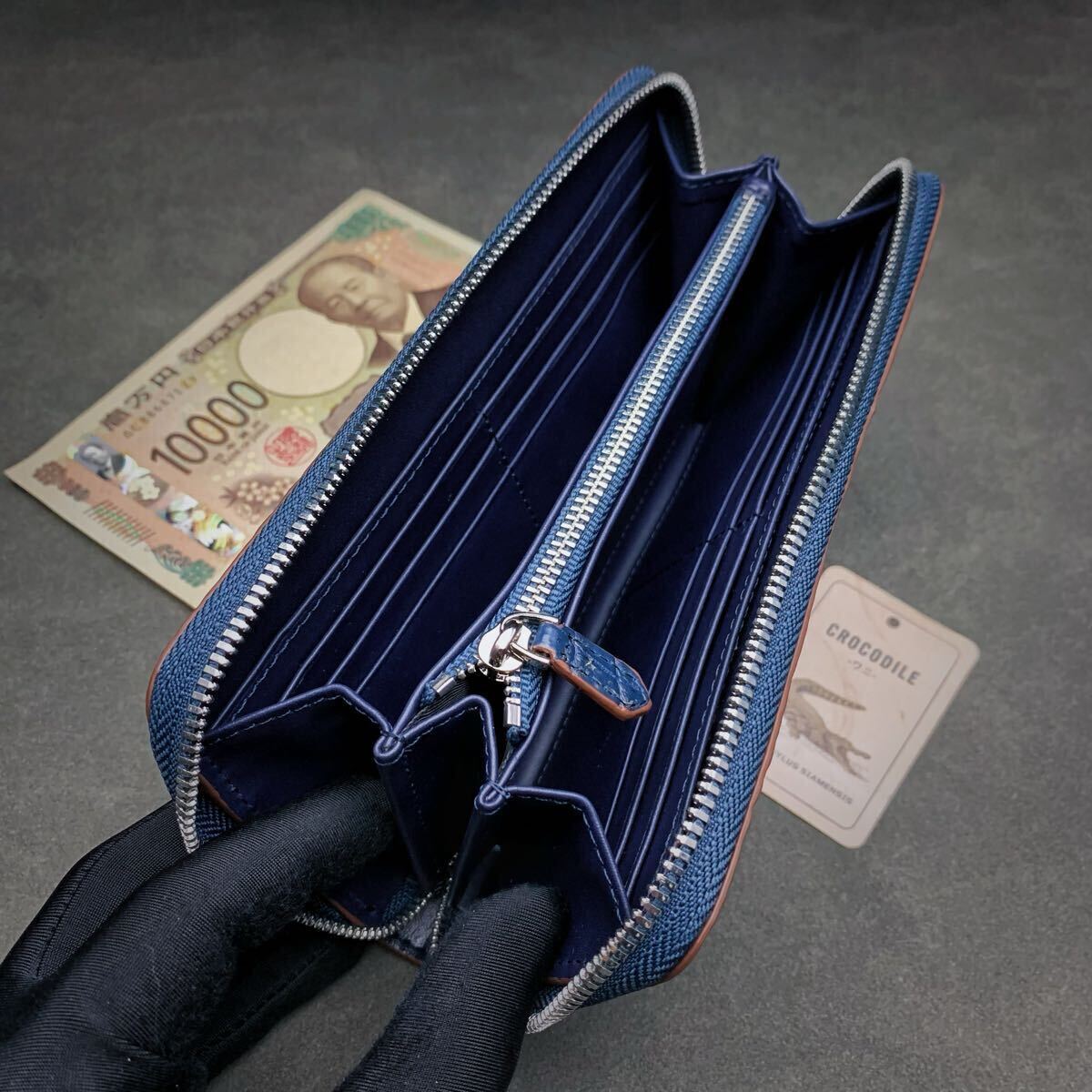 クロコダイル 長財布(ラウンドファスナー/センター部位 クロコダイル 長財布(ラウンドファスナー/センター部位
