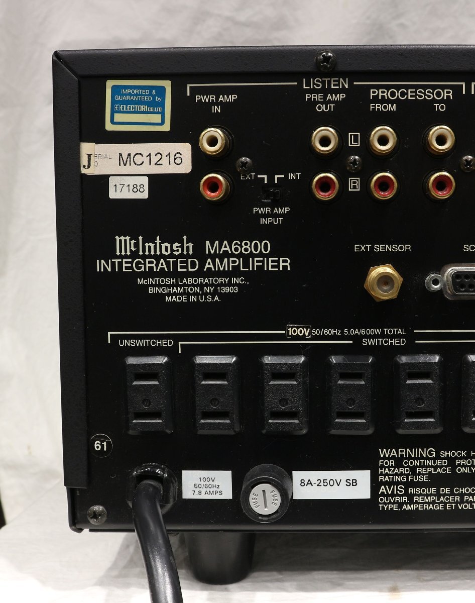 Yahoo!オークション - ジャンク品 プリメインアンプ McIntosh MA6800 ...