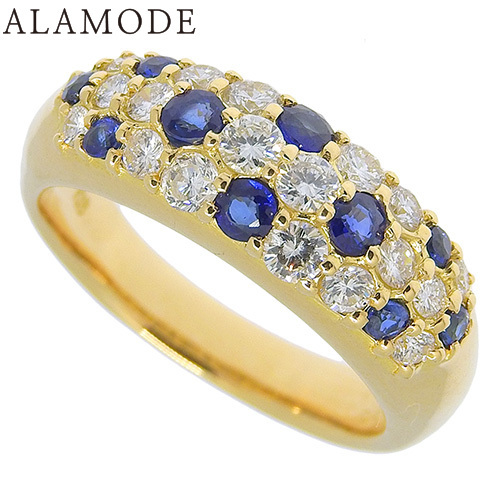 Yahoo!オークション - ダイヤモンド サファイア リング K18イエローゴ...