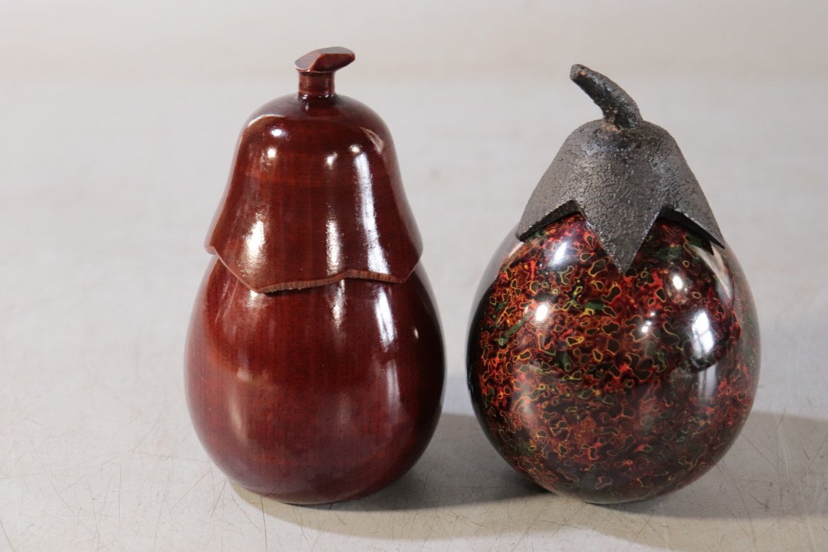 Yahoo!オークション - E191 茶入れ 2点 茄子型 茶道具 茶器 欅 漆器