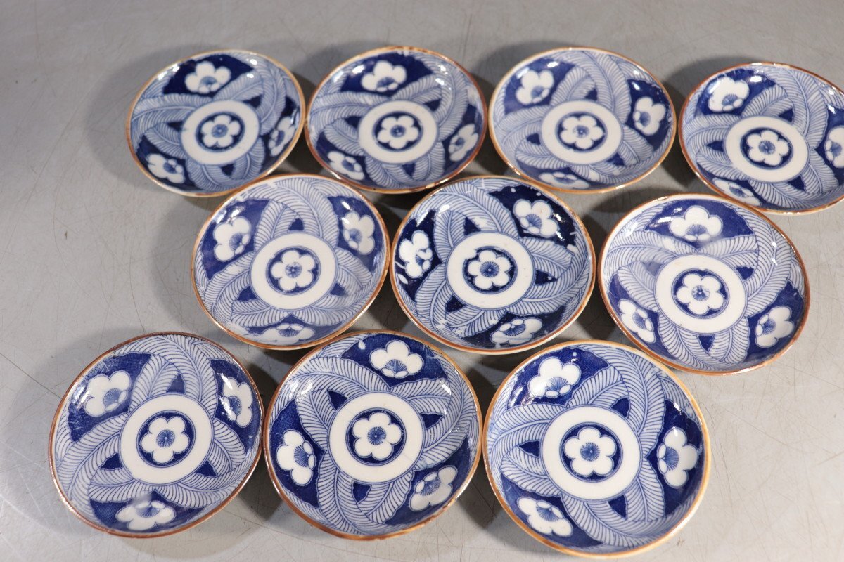 Yahoo!オークション - E326 伊万里印判皿 10枚 小皿 手塩皿 梅図 和骨...