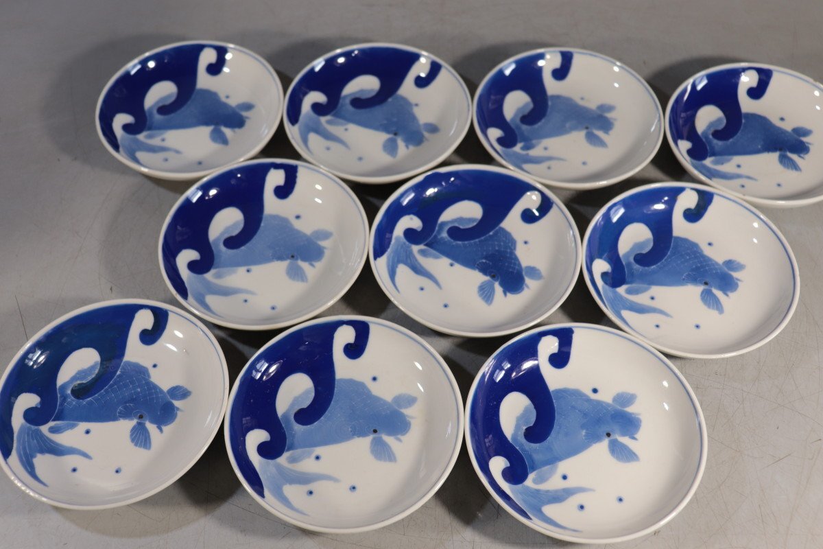 Yahoo!オークション - E328 伊万里印判皿 10枚 鯉図 和骨董 和食器 料...