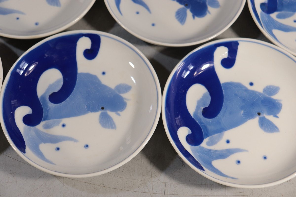 Yahoo!オークション - E328 伊万里印判皿 10枚 鯉図 和骨董 和食器 料...