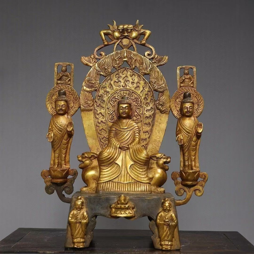 Yahoo!オークション - A12旧家収蔵 銅 金 北魏仏 仏像 高さ37センチ幅2...
