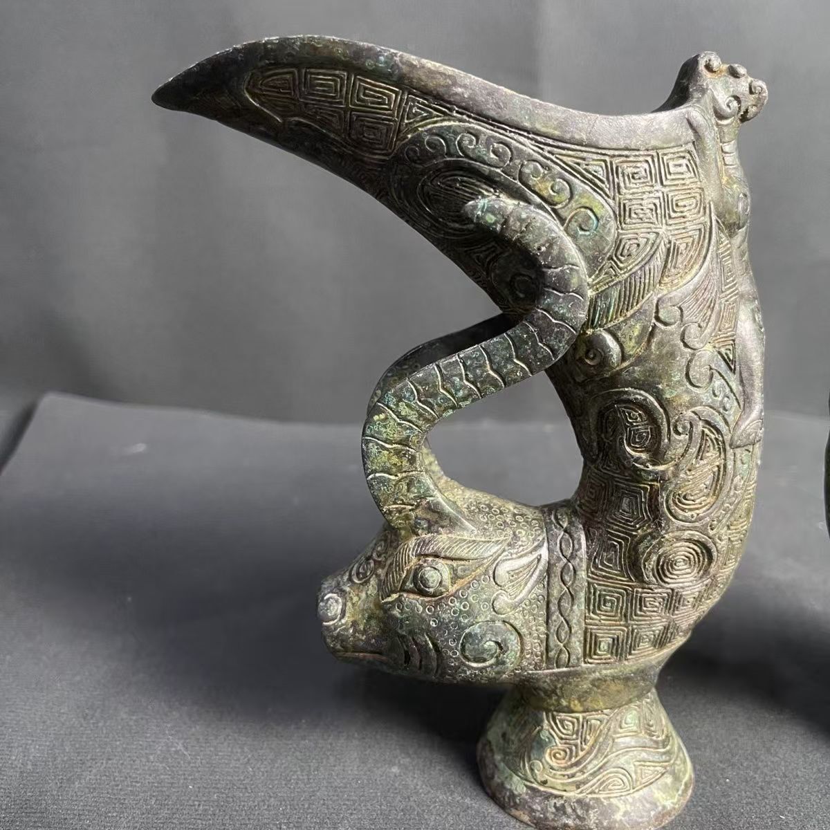 Yahoo!オークション - J81旧家収蔵 銅製牛首ジャーカップ 置物