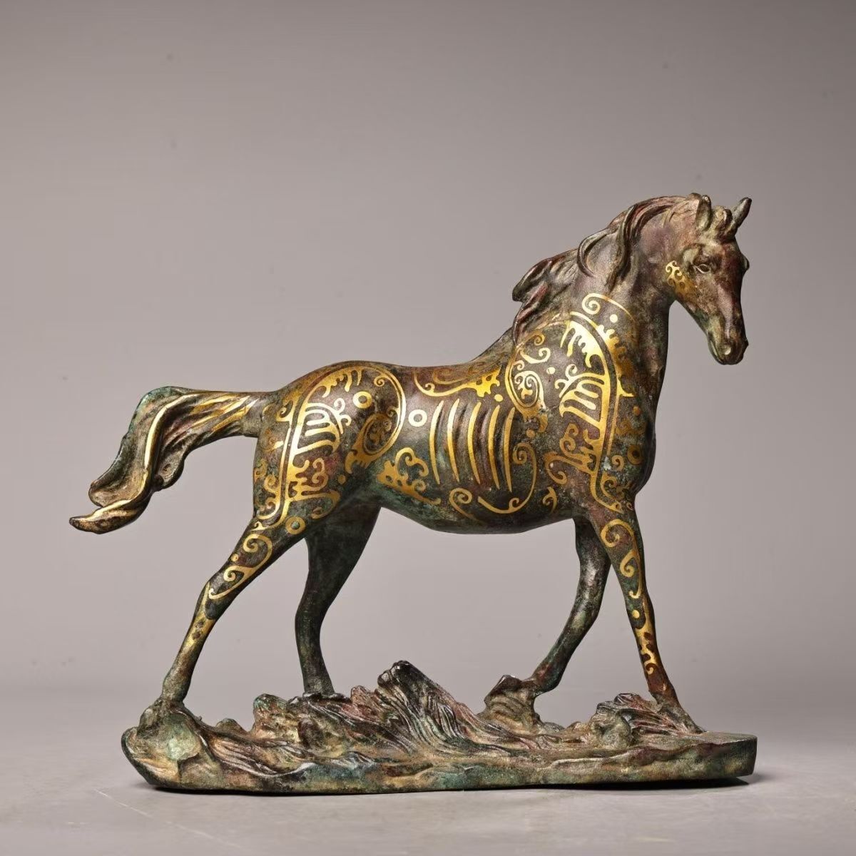 Yahoo!オークション - J96旧家収蔵 青銅器錯金馬 置物