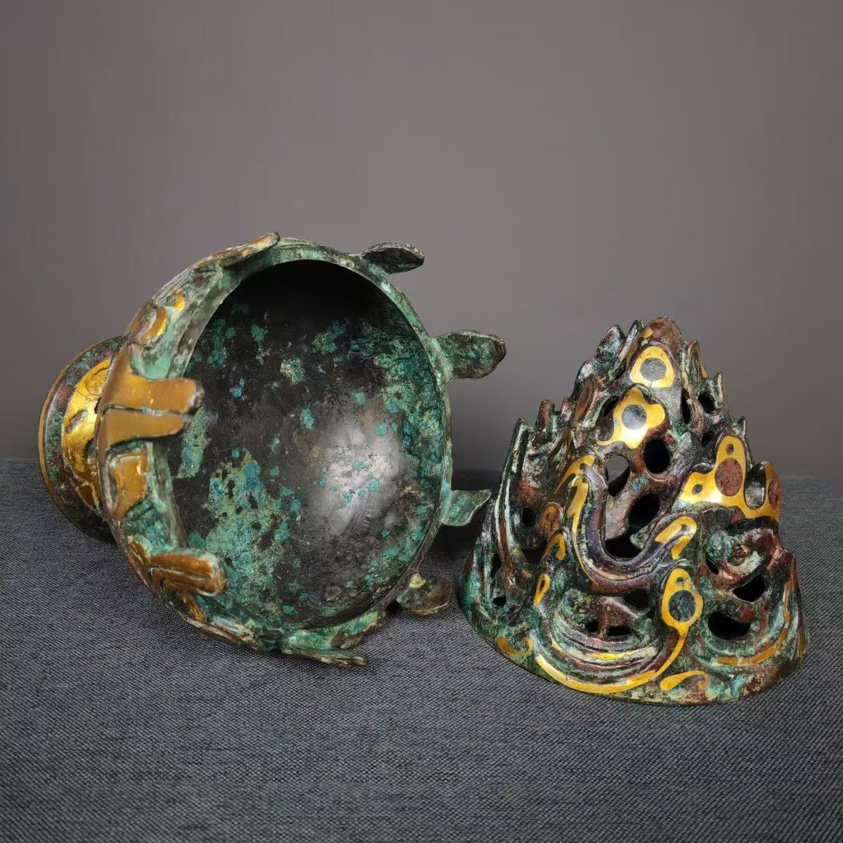 Yahoo!オークション - N58旧家収蔵 銅製 まちがい金 檀香いぶし鵞梨香 ...