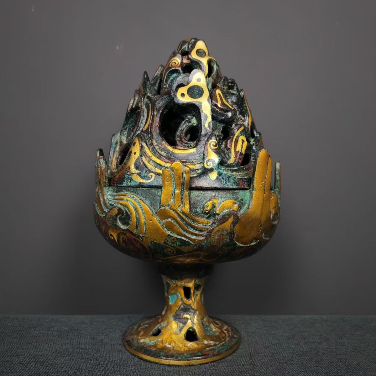 Yahoo!オークション - N58旧家収蔵 銅製 まちがい金 檀香いぶし鵞梨香 ...