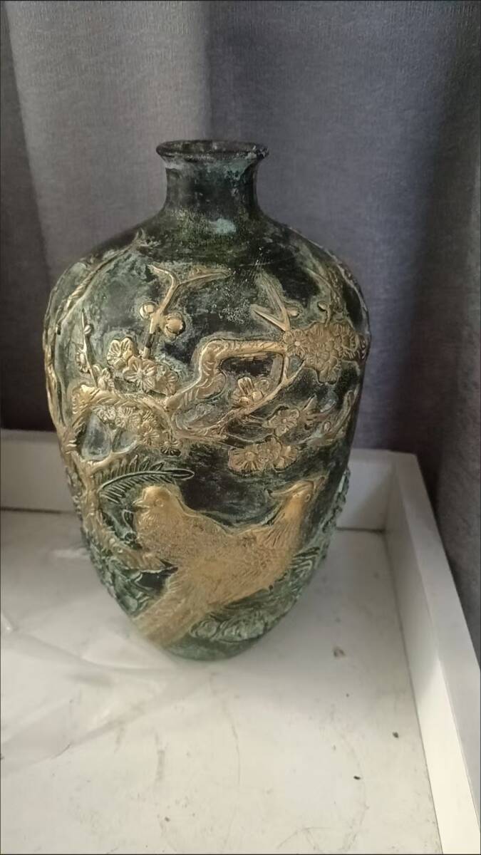 Yahoo!オークション - i41旧家収蔵 青銅金浮彫缶 置物