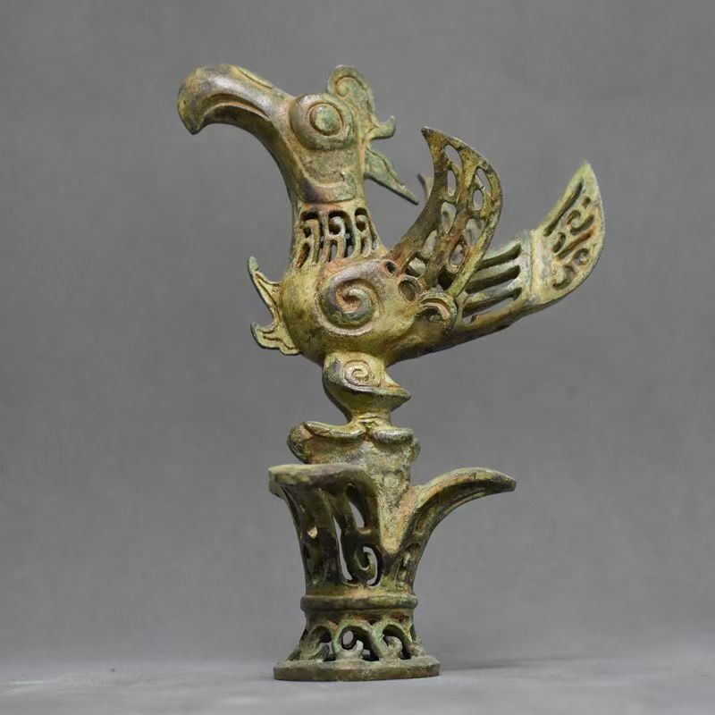 Yahoo!オークション - K57旧家収蔵 青銅器三星堆立鳥 置物