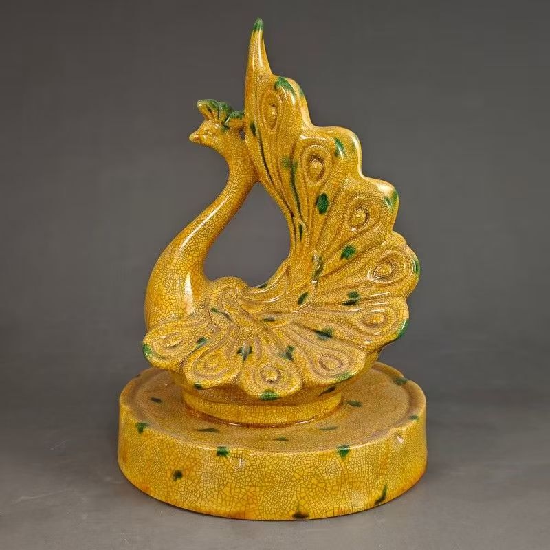 Yahoo!オークション - L59旧家収蔵 唐代三彩孔雀開屏 置物