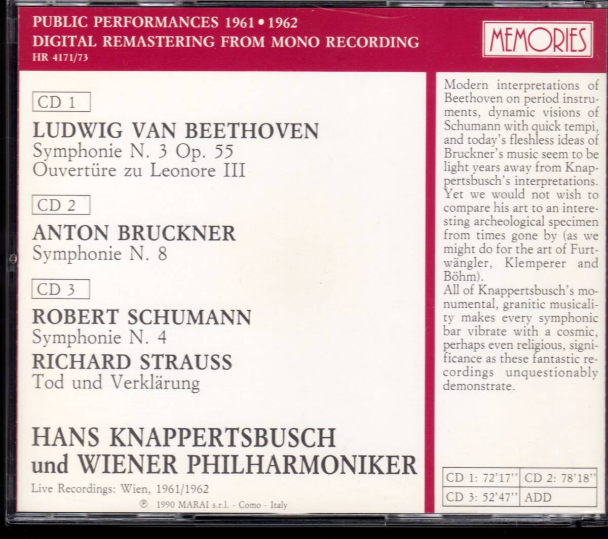 Yahoo!オークション - クナッパーツブッシュ / VPO 1961/1962年の演奏...