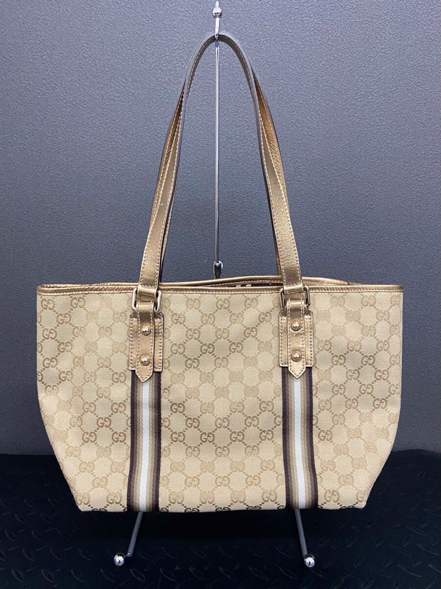 Yahoo!オークション - E503 GUCCI グッチ GGキャンバス トートバッグ 1...