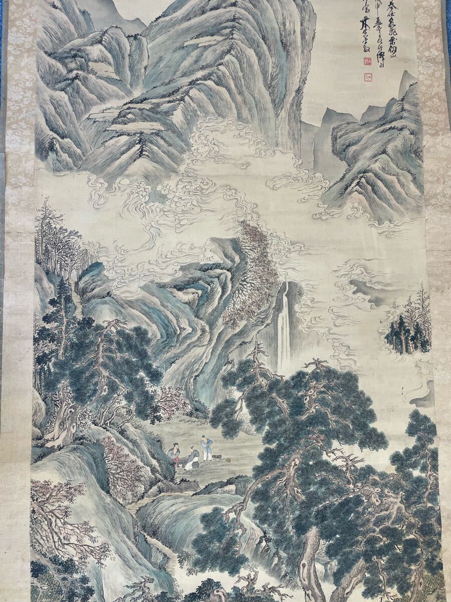 Yahoo!オークション - 中国 掛軸 絹本 山水 骨董 古美術 アンティーク