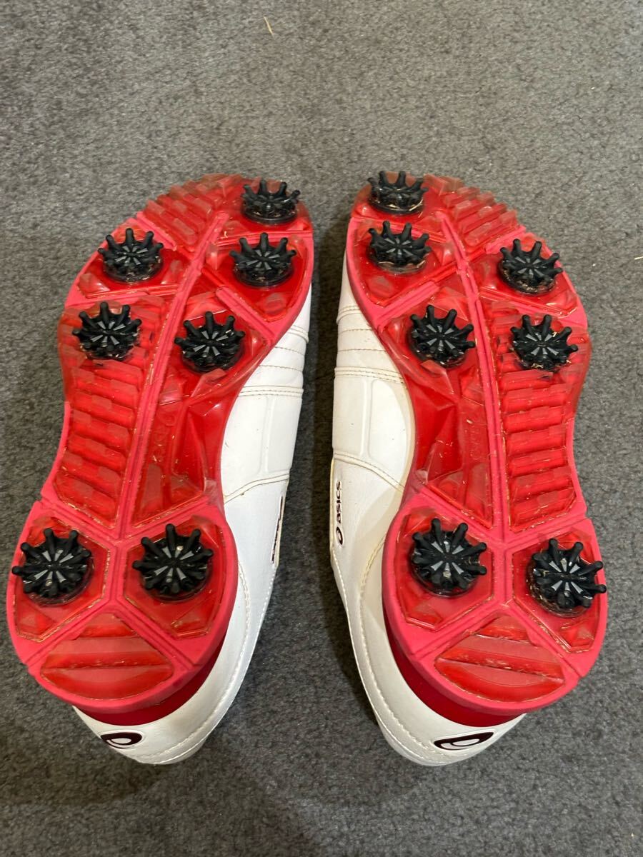 Yahoo!オークション - asics アシックス ゴルフシューズ 白×レッド TG...