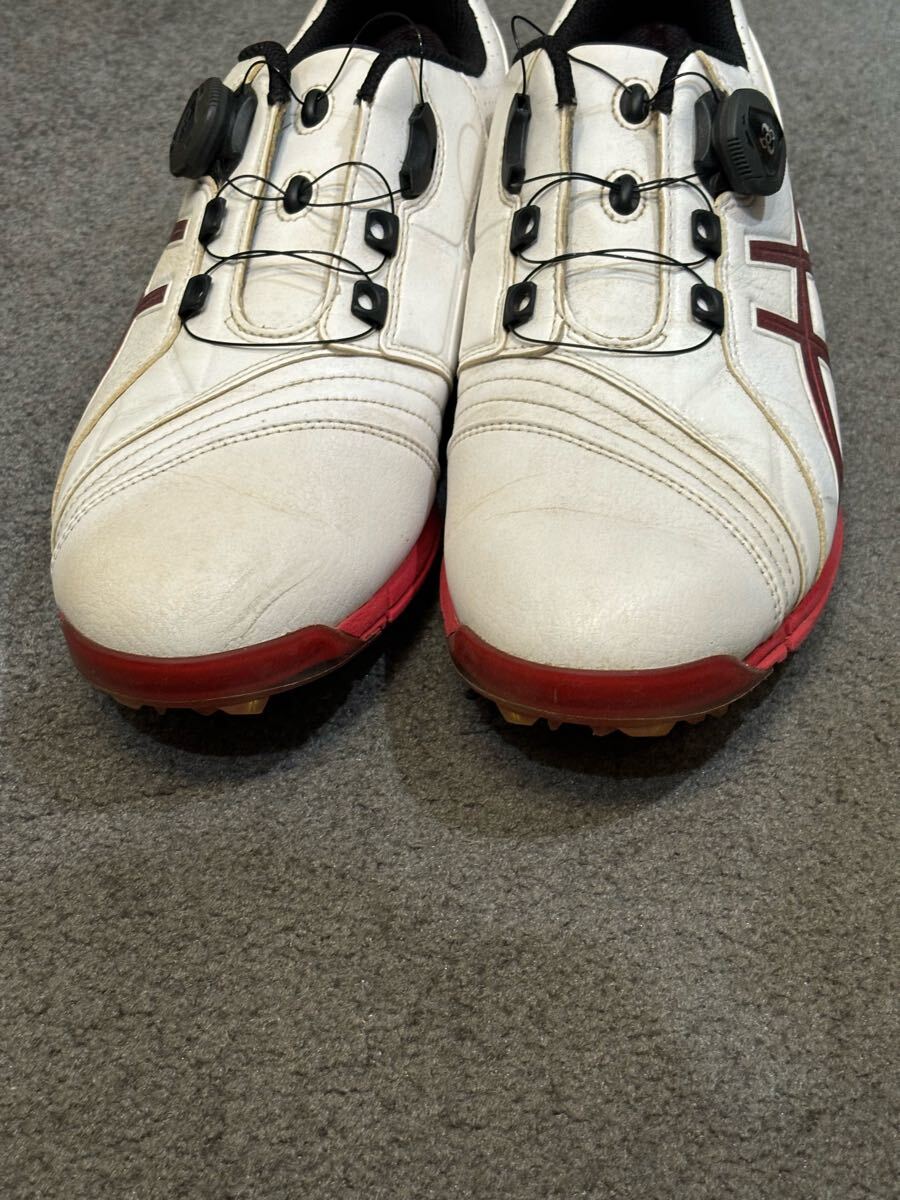 Yahoo!オークション - asics アシックス ゴルフシューズ 白×レッド TG...