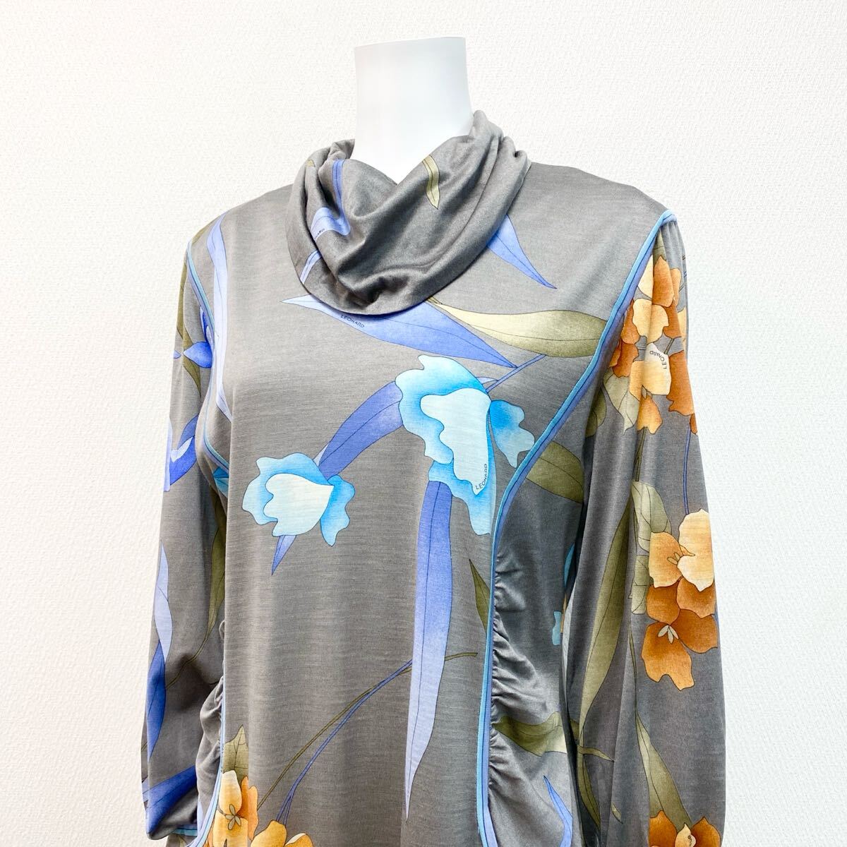 Yahoo!オークション - Bd12 LEONARD レオナール 長袖ワンピース ドレス...