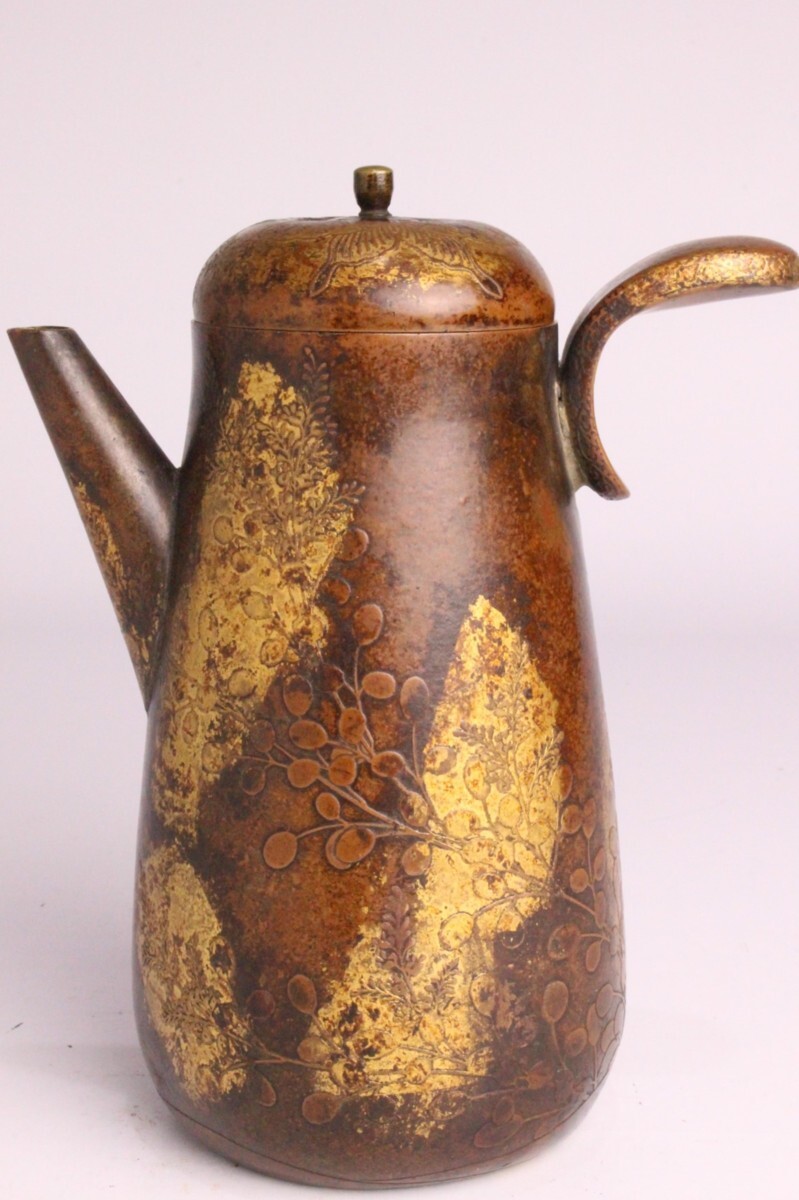 Yahoo!オークション - 「狸庵RP」 金紫銅 秋草模様水指 （ 301g）「合...